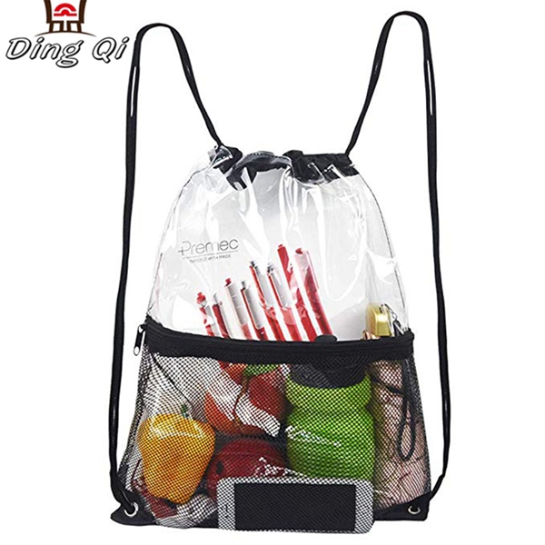 Promotional pvc clear drawstring bag outdoor travel backpack - Flexible ...