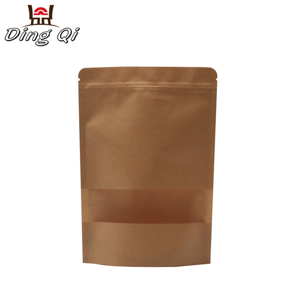Stock matte kraft paper pouch with window and zipper - Flexible ...